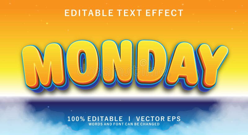 Monday Vector Text Effect with Modern Style Design Stock Vector ...
