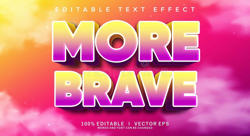 More Brave Vector Text Effect with Modern Style Design Stock Vector ...