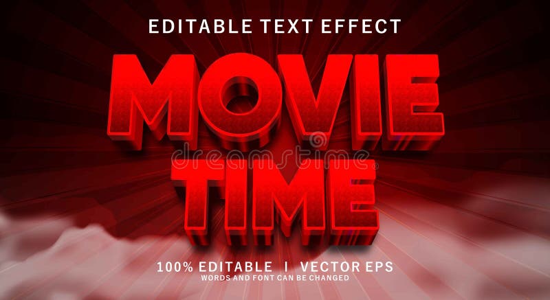 Movie Time 3d Vector Text Effect with Modern Style Design Stock ...