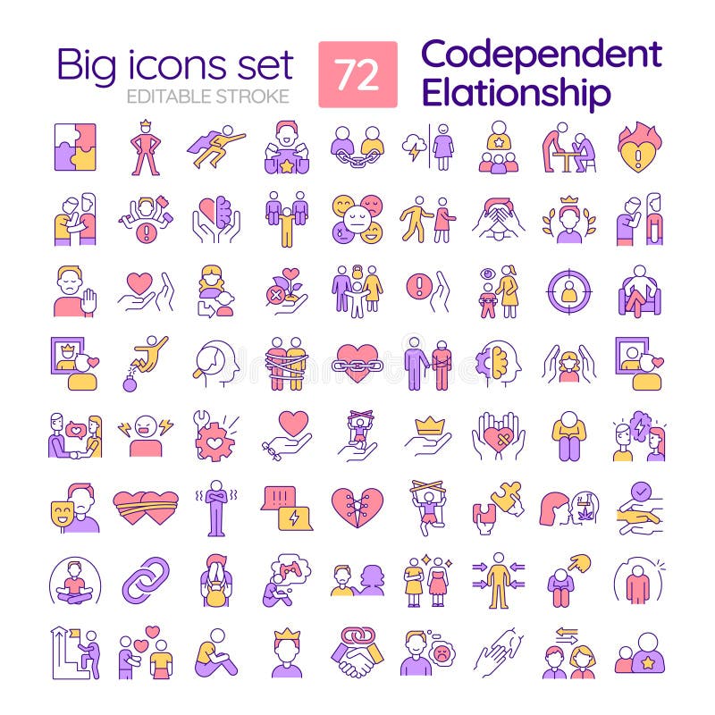Editable Multicolor Big Icon Set for Codependent Relationship Stock ...