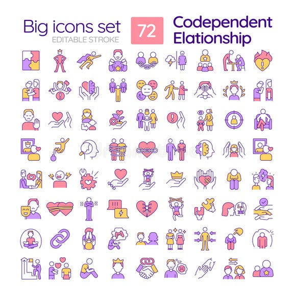Editable Multicolor Big Icon Set for Codependent Relationship Stock ...