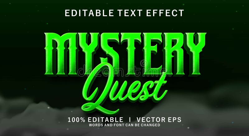 Mystery Quest Vector Text Effect with Modern Style Design Stock Vector ...