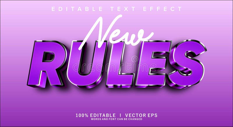 New Rules 3d Vector Text Effect with Modern Style Design Stock Vector ...
