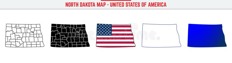 North Dakota Map with Editable Stroke Icon Stock Vector - Illustration ...