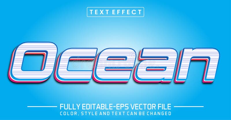 Editable Ocean Text Effect - Ocean Text Style Theme Stock Vector ...