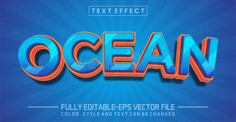 Editable Ocean Text Style Effect - Ocean Text Style Theme Stock Vector ...