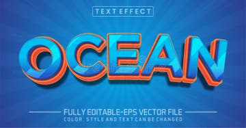 Editable Ocean Text Style Effect - Ocean Text Style Theme Stock Vector ...