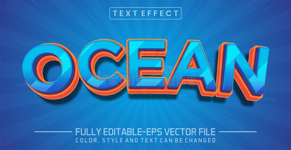 Editable Ocean Text Style Effect - Ocean Text Style Theme Stock Vector ...