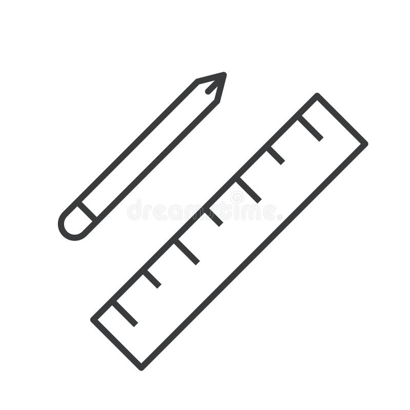Outline Ruler and Square Measuring Tools Vector Icon. Isolated Black ...