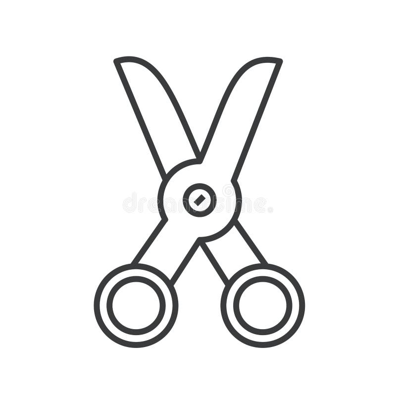 The Outline of the Scissors on a White Background. a Simple Line, a ...