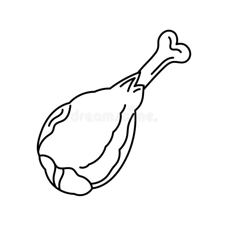 Chicken Leg. Editable Outline Stroke Thickness. Vector Line Icon. Stock ...