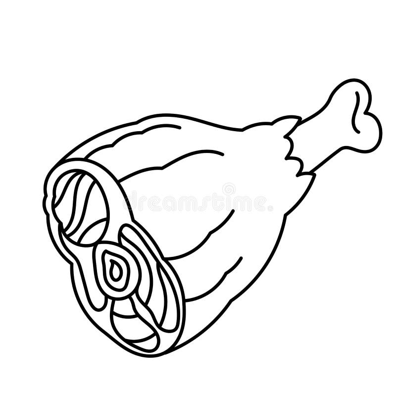 Ham Meat Product. Editable Outline Stroke Thickness. Vector Line Icon ...