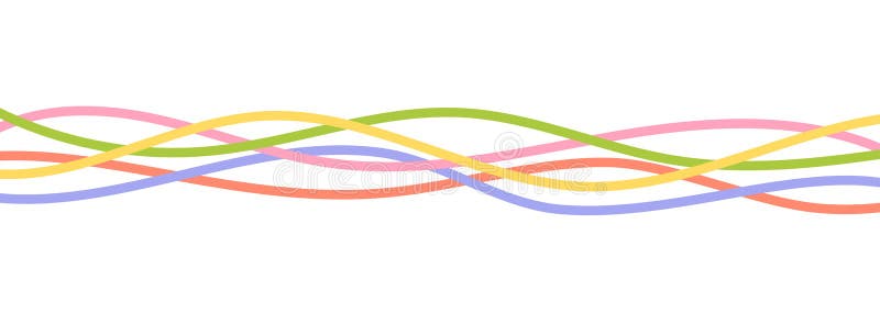 Bright Colored Lines Forming Waves. Editable Outline Stroke. Vector ...