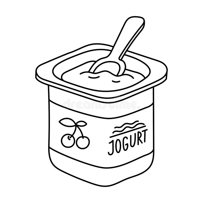Yogurt in a Plastic Cup. Dairy Product. Editable Outline Stroke. Vector ...
