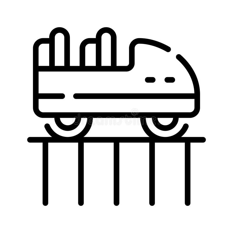 An Editable Outline Style Icon of Roller Coaster Ride Stock ...