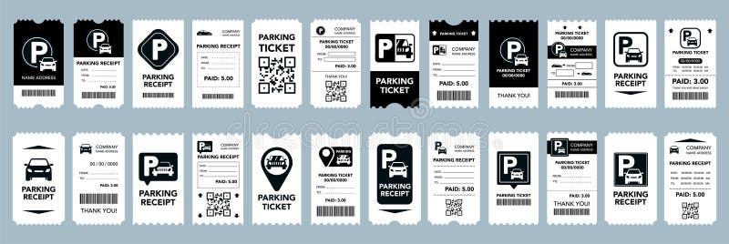 Editable Parking Zone Ticket and Permit Vector Set Stock Vector ...