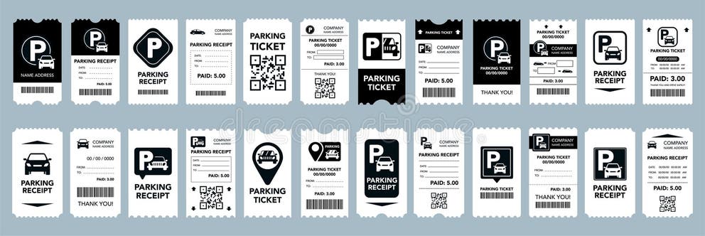 Editable Parking Zone Ticket and Permit Vector Set Stock Vector ...
