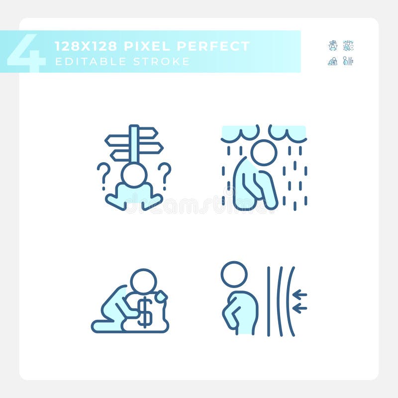 Editable Pixel Perfect Blue Psychology Icons Set Stock Vector ...