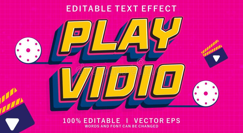 Play Vidio Vector Text Effect with Modern Style Design Stock Vector ...