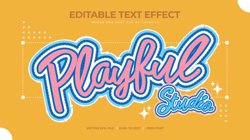 Editable Playful Studio Text Effect in Embroidery Text Style Stock ...