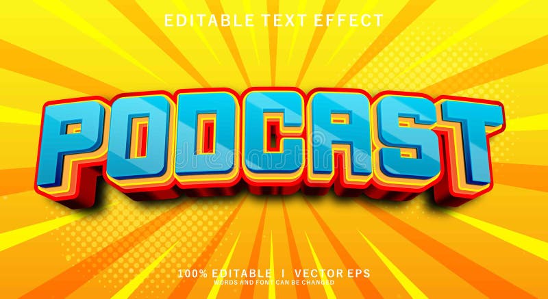 Podcast 3d Vector Text Effect with Modern Style Design Stock Vector ...