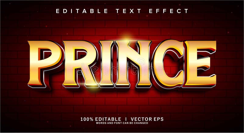 Prince 3d Vector Text Effect Style Design Stock Vector - Illustration ...