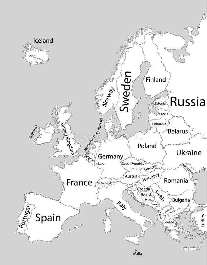 Polityczna Pusta Mapa Europa Ilustracja Wektor - Ilustracja złożonej z ...