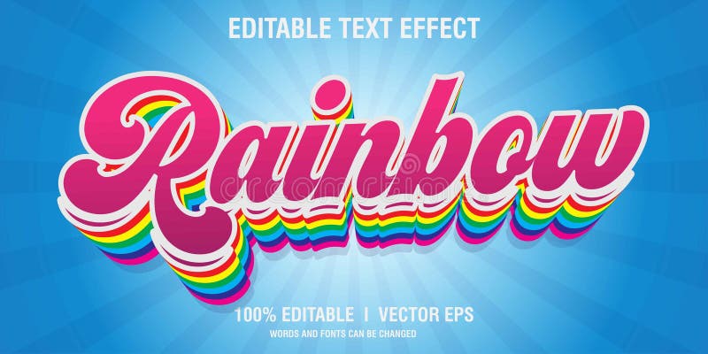 Editable Rainbow Vector 3d Text Effect with Modern Style Design Stock ...