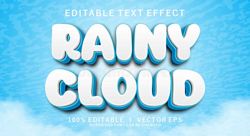 Rainy Cloud Vector Text Effect with Modern Style Design Stock Vector - Illustration of template ...