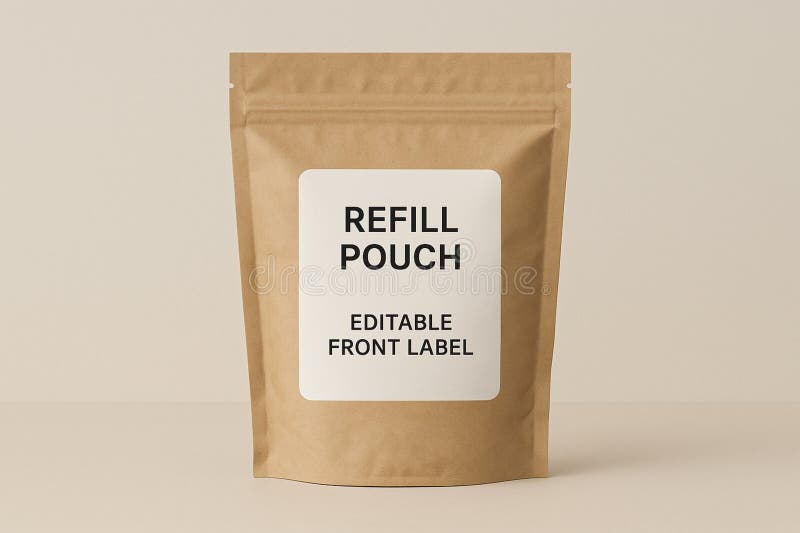 Editable Refill Pouch Front Label Mockup – Modern Vector Stock Image ...