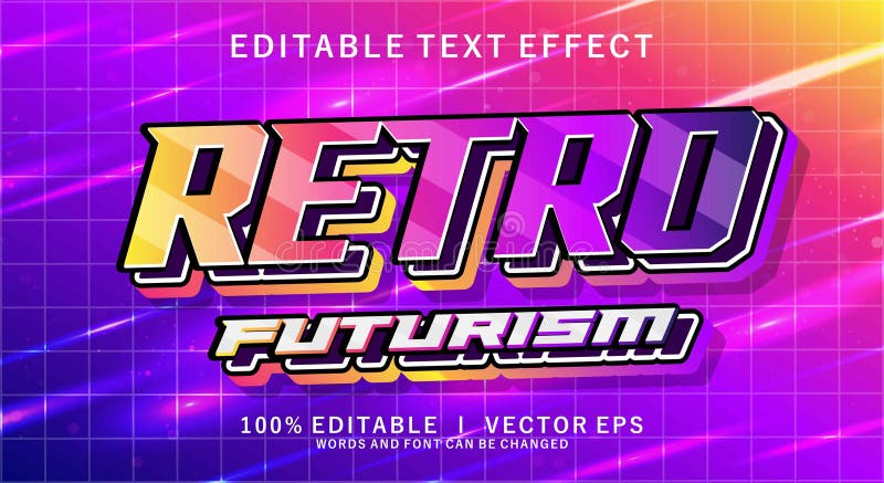 Retro Futurism Vector Text Effect with Modern Style Design Stock Vector ...