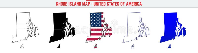 Rhode Island Map with Editable Stroke Icon Stock Vector - Illustration ...