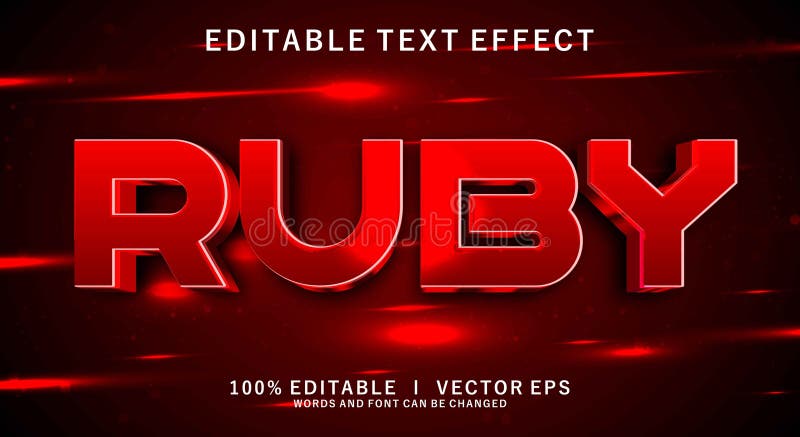 Ruby 3d Vector Text Effect with Modern Style Design Stock Vector - Illustration of paper ...