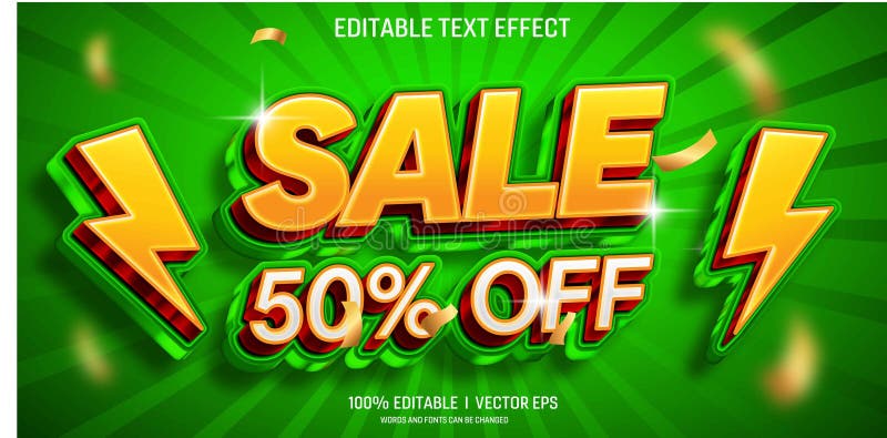 Sale 50 Off Vector 3d Text Effect with Modern Style Design Stock ...