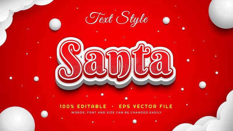 Editable Santa Text Style with Snow Effect Eps Vector File Stock Vector ...