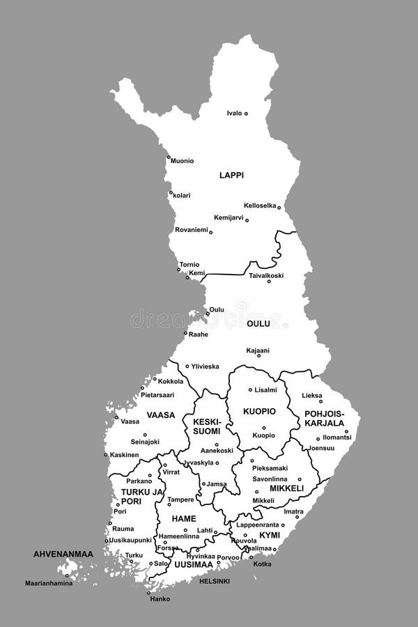 Map of the Republic of Finland with Detailed Territorial Boundaries and ...