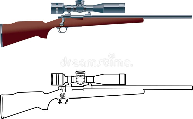 Hunting rifle with scope stock vector. Illustration of range - 163857329