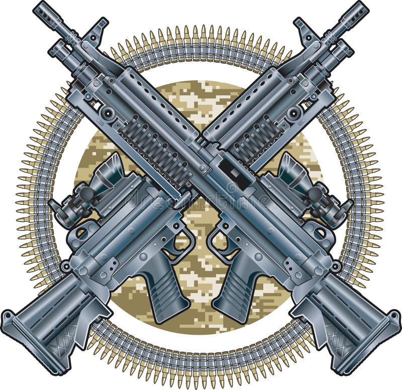 Machine guns stock vector. Illustration of machine, vector - 41675394