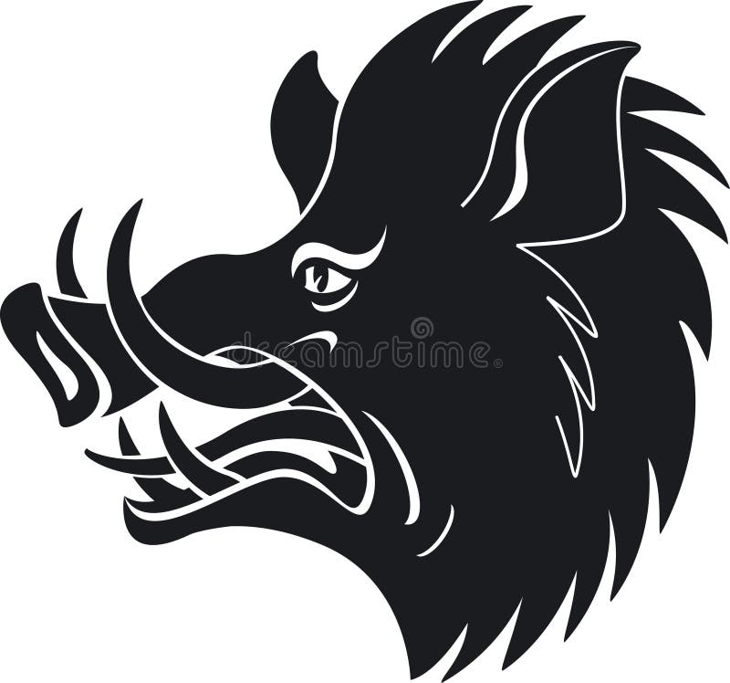 Vintage Wild Boar Head with Tusks Stock Vector - Illustration of mammal ...