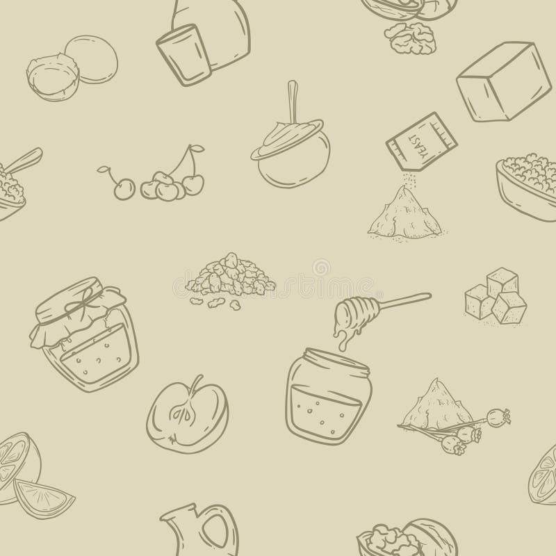 Editable Seamless Pattern with Products and Ingredients. Vector ...