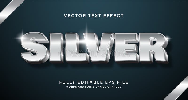 Editable Shiny Silver Text Effect Stock Vector - Illustration of ...