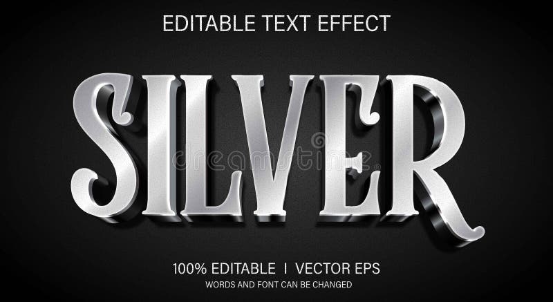 Silver 3d Vector Text Effect with Modern Style Design Stock Vector - Illustration of typeset ...