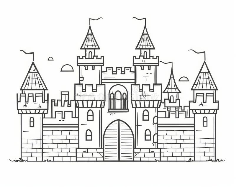 An Editable Single Line Drawing of a Castle Modern Design. Castle ...
