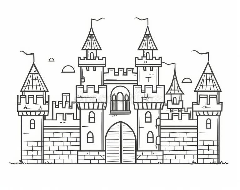 An Editable Single Line Drawing of a Castle Modern Design. Castle ...