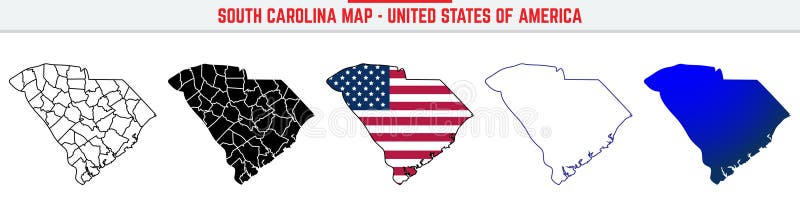 South Carolina Map with Editable Stroke Icon Stock Illustration ...