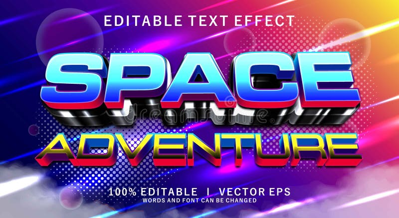Space Adventure 3d Vector Text Effect with Modern Style Design Stock Vector - Illustration of ...