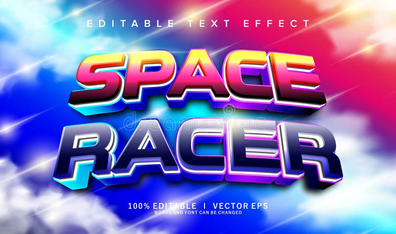 Space Racer Vector Text Effect with Modern Style Design Stock Vector ...