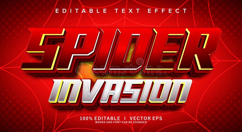 Spider Invasion Vector Text Effect with Modern Style Design Stock Vector - Illustration of gold ...