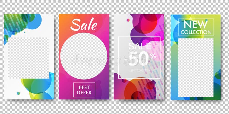 Editable Story Template Collection Frames Transparent Background Stock ...