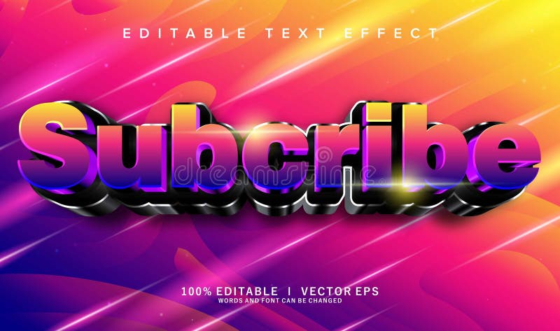Subcribe Vector Text Effect with Modern Style Design Stock Vector ...
